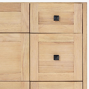 ARIEL 61'' Bathroom Vanity with Sink, American White Oak Solid Wood, 1.5" Edge Pure White Quartz Countertop and Backsplash, Rectangle Sink, Soft Closing Doors, Dovetail Drawers, Matte Black