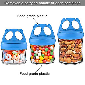 BeneLabel Snack Jars 3-Piece Twist Lock Stackable Containers Travel, Formula Travel Container for Storing Milk, Protein Powder, Snacks, Travel Items, BPA Free(Blue, 28oz)