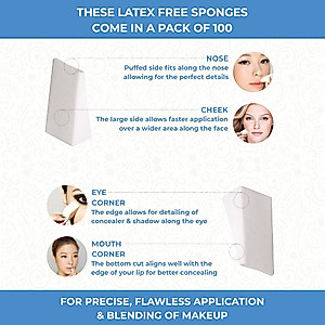ForPro Professional Collection Beauty Wedges, Latex Free Foam Sponges, Makeup Blenders for Powder and Liquid Makeup, 100-Count