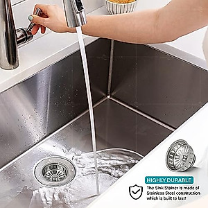 Highcraft 97353 Kitchen Sink Basket Strainer Replacement for Kohler Style Drains Stainless Steel Stopper (Can Vary in 2 Styles), 3.5" (Pack of 1)