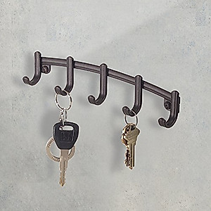iDesign York Wall Mount Key Rack Organizer for Entryway, Kitchen - 5 Hook, Bronze