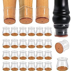 Ansible 24 pcs Chair Leg Floor Protectors, Furniture Felt Pads Silicone Covers caps for Chairs,Chair Leg Protectors for Hardwood Floors (Small fit:0.9''-1.29'')