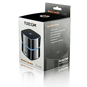 Turcom TS-450 5 Watt Power Enhanced Bass Portable Wireless Bluetooth Speaker, with Latest Bluetooth 4.0 Technology, 8-12 Hour Playtime, Rechargeable Lithium-Ion Battery, Built-in Digital Microphone, Premium Zinc Alloy Shell Speaker, Titanium Gray