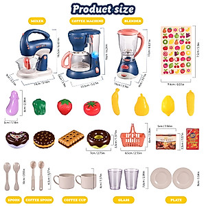 Kitchen Appliances Toy for Kids,Kitchen Toys for Kids Ages 3-5, Blender,Coffee Maker and Mixer with Sounds & Light,Birthday Gifts for Kids Boys Girls Age 3 4 5 6 7 8
