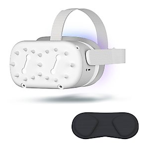 CNBEYOUNG VR Shell and Lens Cover for Quest 2, Front Protective Face Cover Protects Cameras and All Ports, Anti Scratch Dust Shock with Heat Dispersion Design