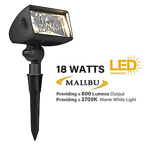 Malibu 18 Watt LED Low Voltage Landscape Floodlight with Optimal Range Wall Spotlights Waterproof Adjustable Light for Garden, Path, Lawn, Patios Security Flood Light 8401-4675-01