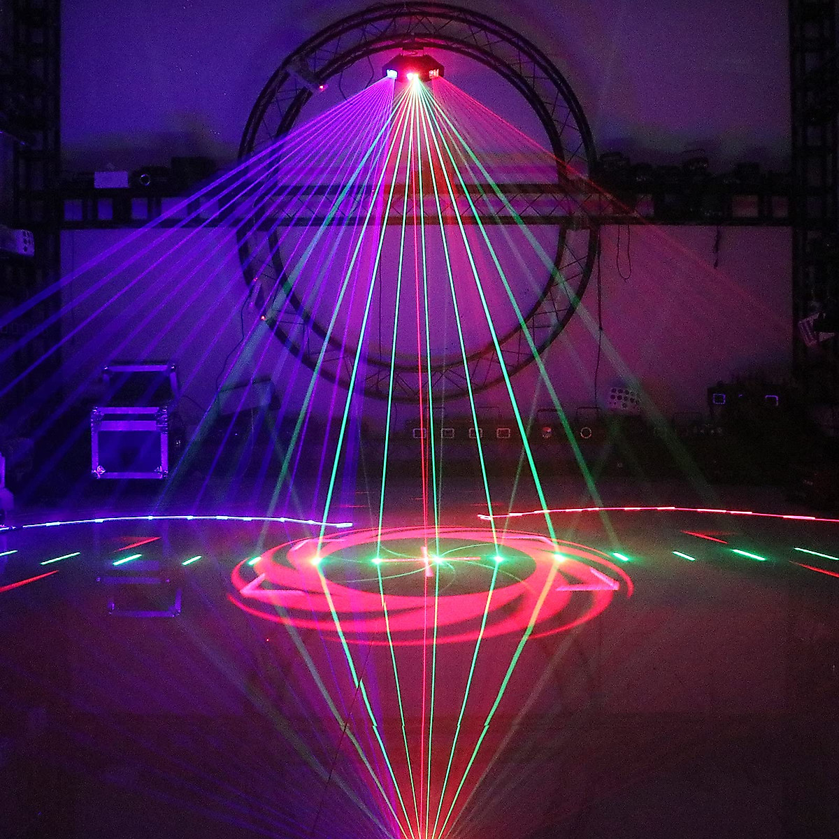 Pattern Party Light, Four Beam Effect,Scan Pattern Lights, Party Lights by DMX Control, Stage Lights for Festive - Home Dance Party Disco Bar Club Light Projecter