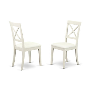 HomeStock African Adventure 5 Pc Kitchen Table Set with A Dining Table and 4 Faux Leather Seat Dining Chairs in Linen White