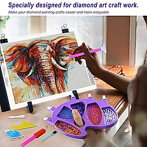 Palette Diamond Painting Tray Kits, WJCJTJL 5 Section Palm Organizer, Accessories & Tools for Glitter Rhinestones/5D Embroidery/Bead Storage/DIY Art