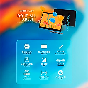 10.1in Gaming Tablet, 4G LTE Android 11Full HD Phablet Pad 6GB RAM 128GB ROM Touch Screen Tablet 6000mAh Dual Card Dual Standby Octa Core Tablet