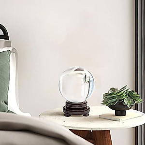 awagas K9 Crystal Ball 150mm Clear Crystal Ball Artificial Glass Crystal Ball Magic Healing Crystal Sphere Ball Lense Ball with Wooden Stand for Meditation Divination Healing Photography Decoration