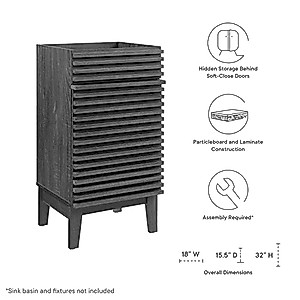 Modway Render 17" Particleboard and Laminate Bathroom Vanity Cabinet in Charcoal