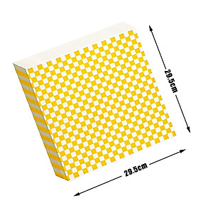 Hslife 100 Sheets Checkered Dry Waxed Deli Paper Sheets, Paper Liners for Plastic Food Basket, Wrapping Bread and Sandwiches (Yellow)