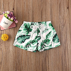 Toddler Baby Boys Swim Shorts Coconut Tree and Leaves Print Swimming Trunk Kids Boy Waves Swimwear (Palm, 6-12 Months)