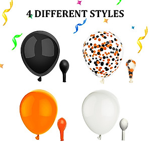 50 Pcs 12 Inch Halloween Balloons Orange Black White Balloons Set for Halloween Celebration Trick or Treat Party Wedding Graduation Birthday Baby Shower Party Decorations