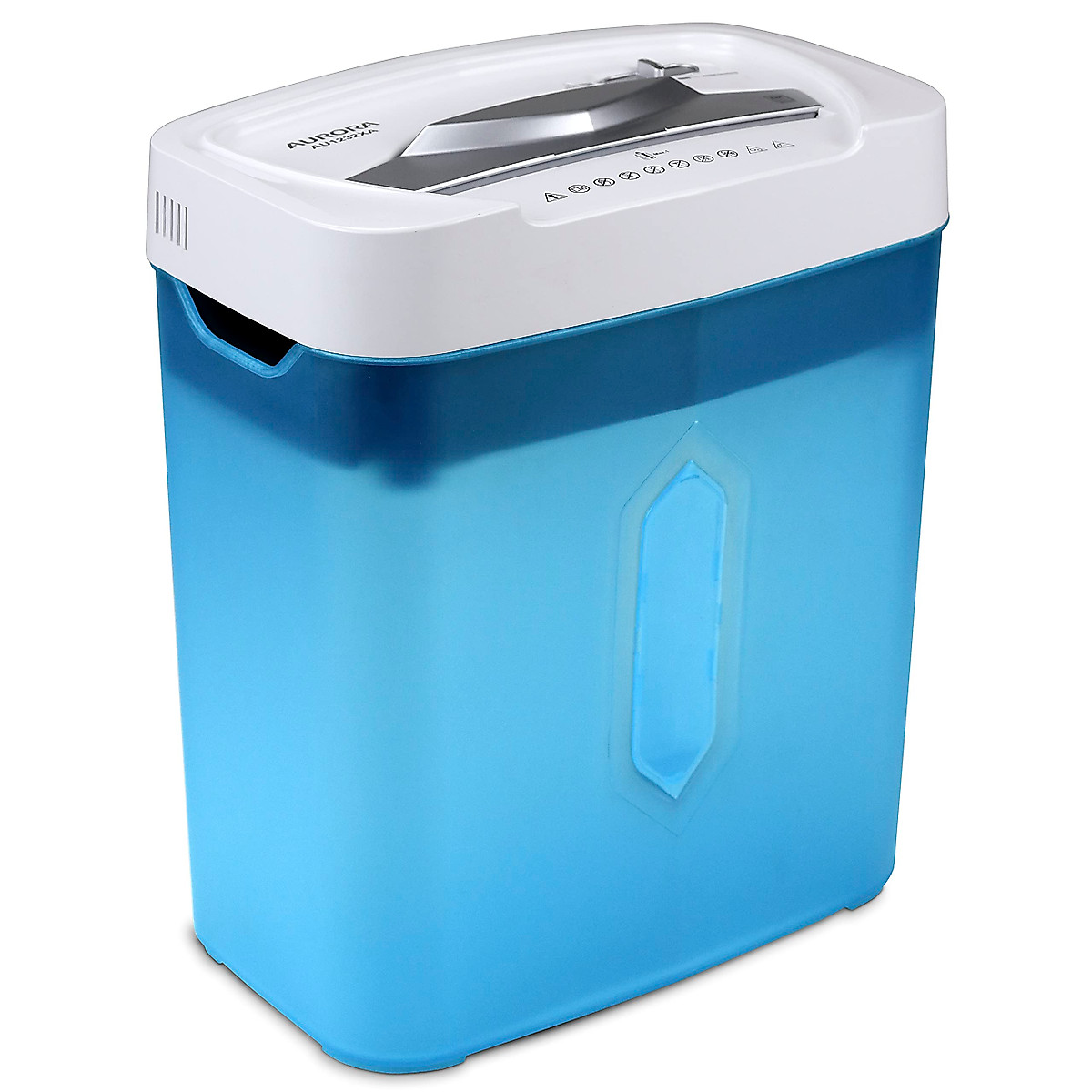 Aurora AU1232XA Anti-Jam 12-Sheet Crosscut Paper/ Credit Card Shredder with 5.2-Gallon Wastebasket (White/ Semi Translucent Blue)