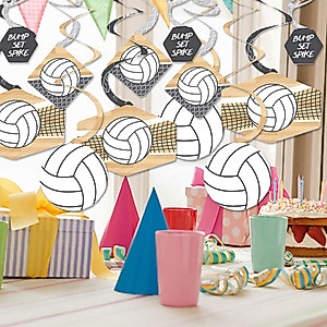 Big Dot of Happiness Bump, Set, Spike - Volleyball - Baby Shower or Birthday Party Hanging Decoration Swirls - Set of 40