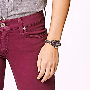 Fossil Women's Georgia Quartz Stainless Steel and Leather Three-Hand Watch, Color: Rose Gold, Grey (Model: ES3077)