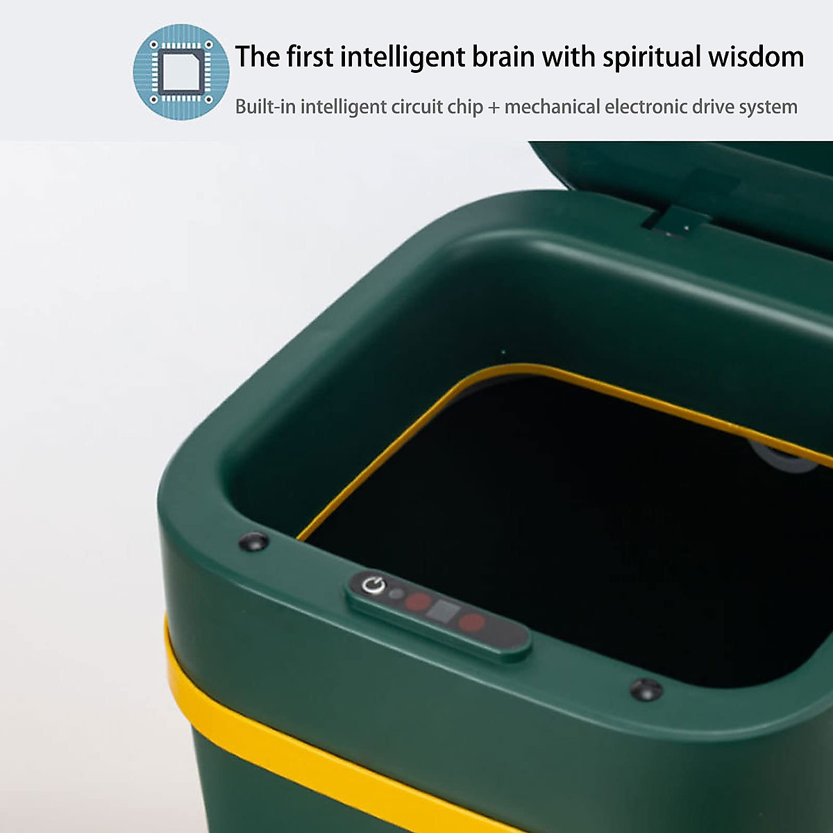 DWLOMHE Automatic Induction Trash, Home Smart Garbage Bin, Automatic Touchless Infrared Motion Sensor Trash Can Combo Set, Removable Liner Bucket with Handles, White