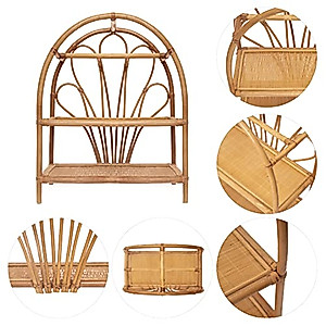 B BEMIAO CRAFTS Rattan Shelf Standing, Stand Utility Storage Shelf, Decorative Storage Organizer, Boho Shelf Decor for Kitchen, Bathroom, Nursery, 15.7" x 8.26" x 19.3"