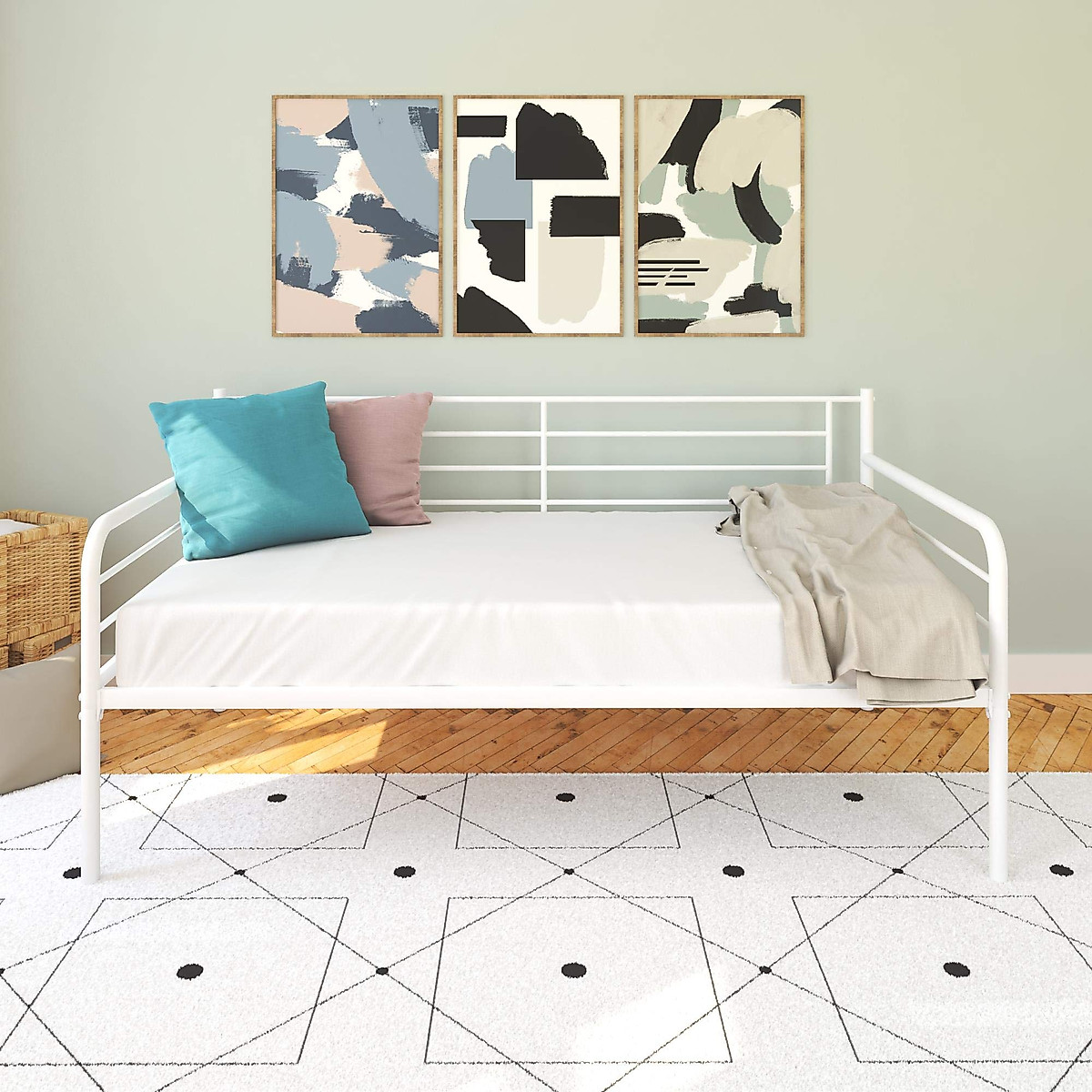 DHP Metal Daybed Frame, Twin Size Furniture, White