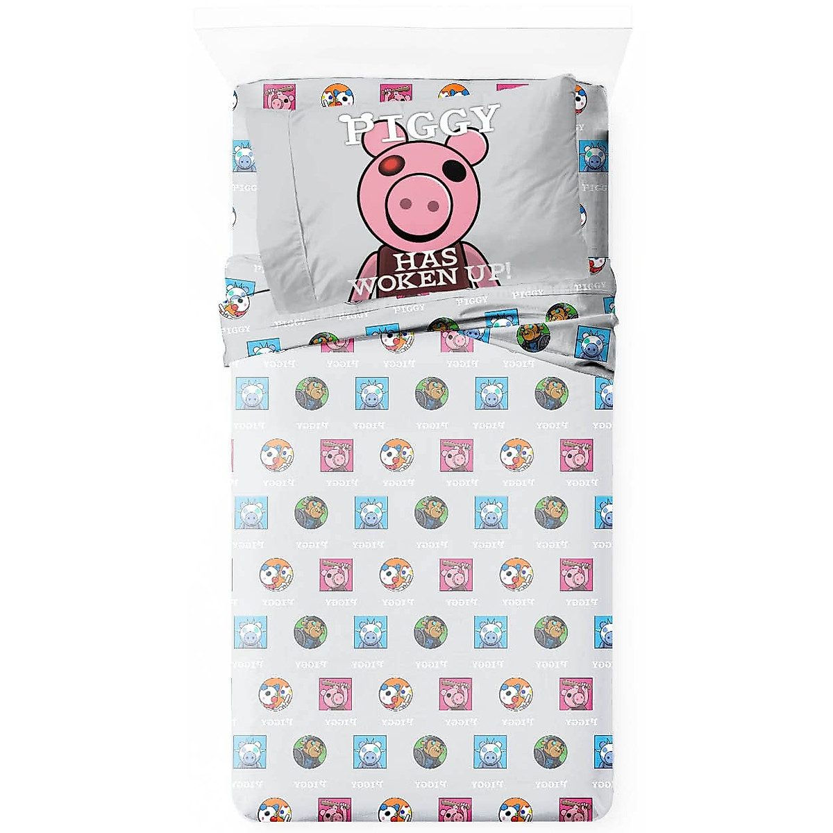 Jay Franco Piggy Join Us Twin Size Sheet Set - 3 Piece Set Super Soft and Cozy Kid’s Bedding - Fade Resistant Microfiber Sheets (Official Piggy Product)