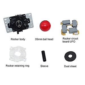 Joystick, Rocker & Ball & Spacer, Game DIY kit Replacement Parts, Pin Circuit Board with Ball for (61.82 x 84.49 x 102.16mm) (Red)