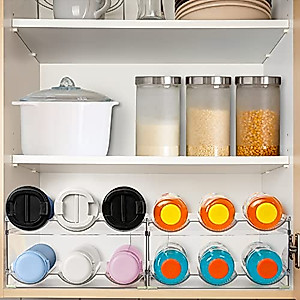 Criusia Water Bottle Organizer, Clear Stackable 3 Bottle Storage Holder Rack for Kitchen Cabinet, Countertop, Fridge, Pantry, Organizer and Storage, Tumbler Travel Mug Cup Organizer, 4 Pack 12 Bottles