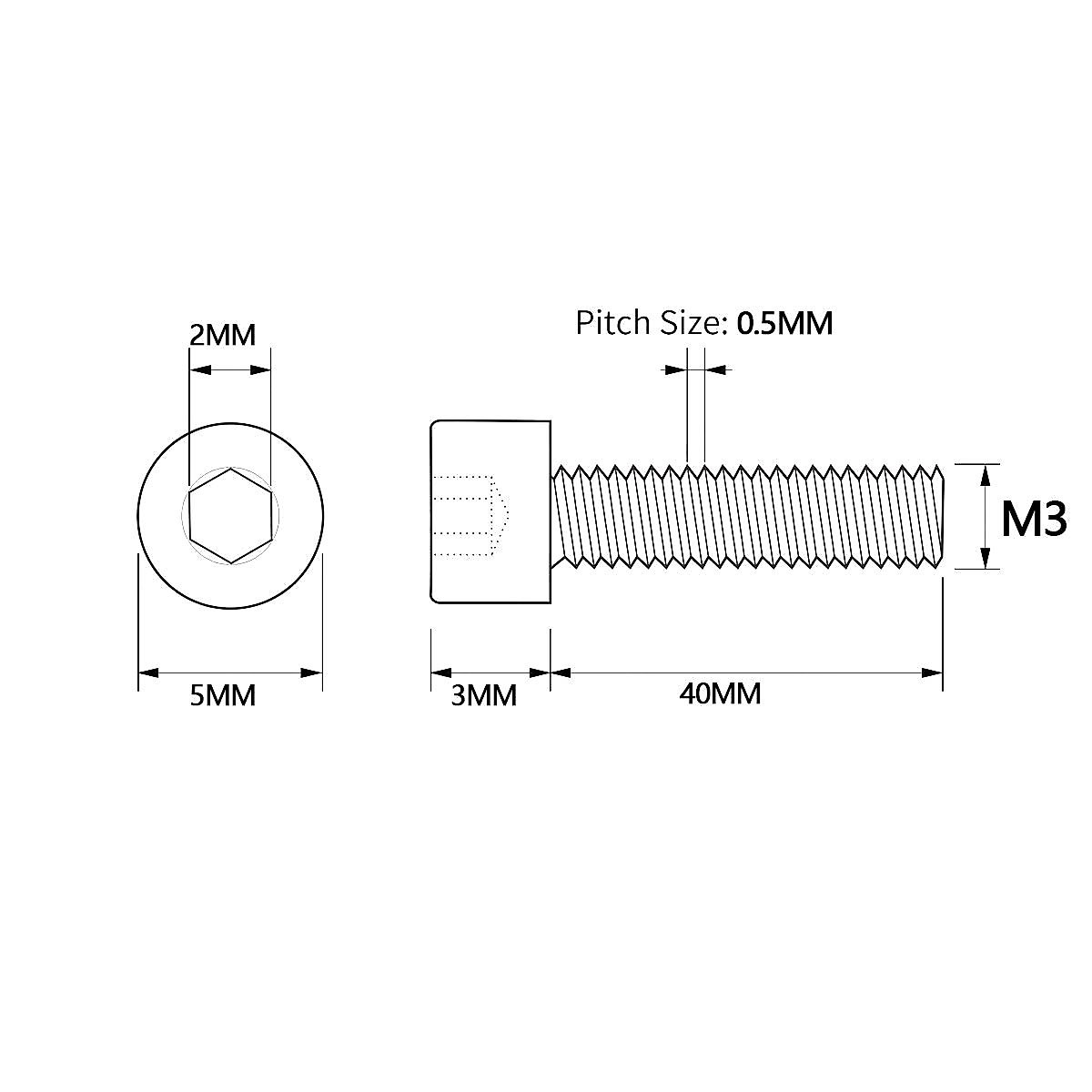NGe M3 X40MM Stainless Steel Socket Head Cap Screw, Allen Socket Drive,Full Thread,Machine Thread for Full Thread, Shiny Surface, Machine Thread(M3x40MM,50Pcs,Silver)