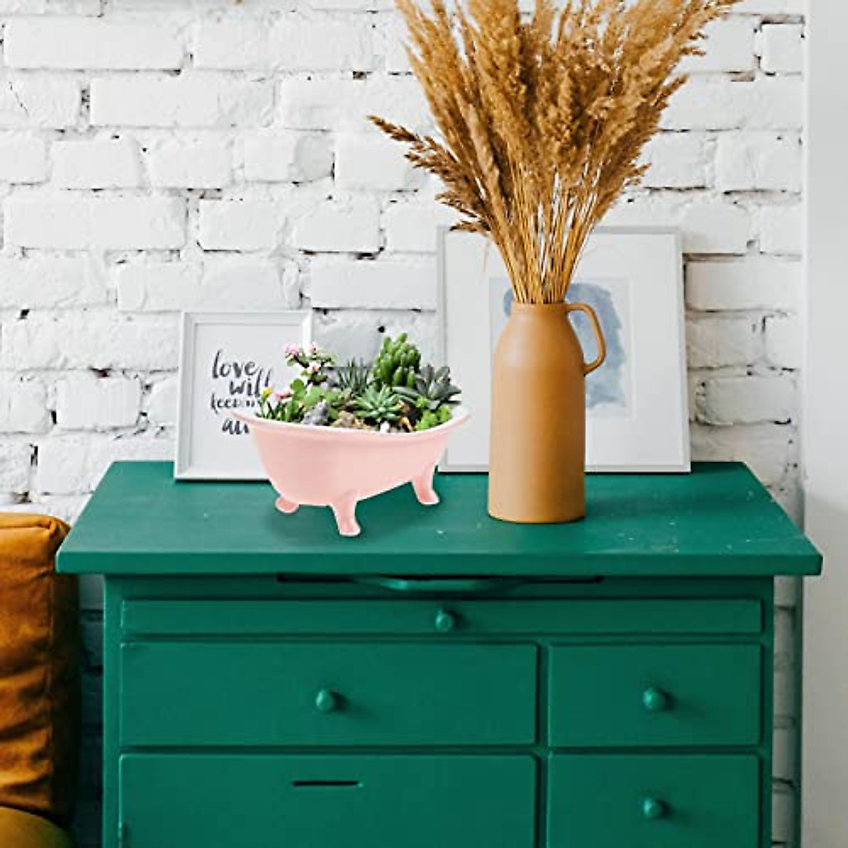 Mini Bathtub Flower Pot Ceramic Succulent Planter Pot Flower Pots Porcelain Plant Pot Vintage Retro Plants Bonsai Holder Desktop Flower Vase Cactus Containers Soap Dish