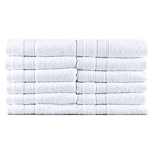 LUNASIDUS Bergamo, Luxury Hotel/Spa Washcloths, 100 Percent Turkish Cotton, Set of 12, 700 GSM, Made in Turkey, White