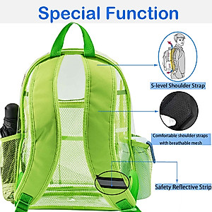 BAJNOKOU Clear Backpack Heavy Duty Pvc Bookbag for School - See Through Transparent Stadium Approved Backpacks for Women Concert Sport Venues Work Travel,Lemon green