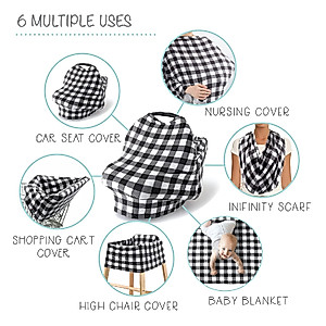 The Peanutshell 6 in 1 Multi Use Nursing Cover | Buffalo Check | Cover for Nursing, Car Seat, High Chair, Shopping Cart, Blanket, Breastfeeding Scarf…