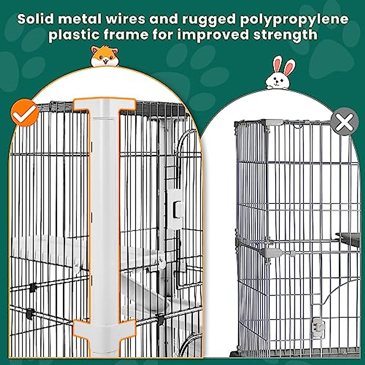 Yaheetech Rolling Small Animal Cage 6 Level Rabbit Cage with Open Top & Pull-Out Tray for Bunnies, Guinea Pigs, Ferrets and Chinchillas