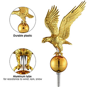 Yescom Flagpole 14" Eagle Topper Gold Finial Ornament for 20/25/30Ft Telescopic Pole Yard Outdoor