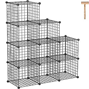 C&AHOME Wire Cube Storage, 9-Cube Organizer Metal, Wire C Grids Storage, Storage Bins Shelf, Modular Bookshelf, Closet Cabinet Ideal for Home, Living Room, Office 36.6”L x 12.4”W x 48.4”H Black