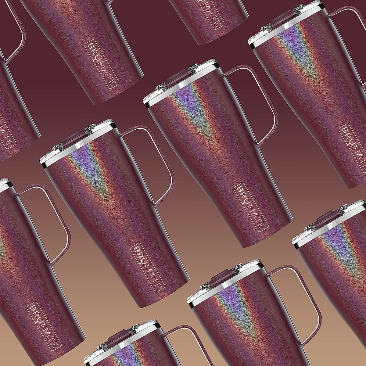 BrüMate Toddy XL - 32oz 100% Leak Proof Insulated Coffee Mug with Handle & Lid - Stainless Steel Coffee Travel Mug - Double Walled Coffee Cup (Glitter Merlot)