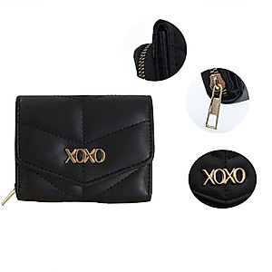 XOXO Women’s Wallet Small Black Vegan Leather Quilted Pattern Zip Around Indexer XW321354G-42-A02 0