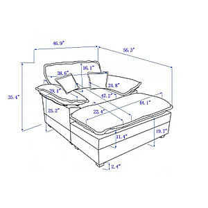 DERCASS Corduroy Single Sofa with 2 Toss Pillows and Ottoman,56.3 Inch Comfy Sofa- Deep Seat Couch for Living Room (Green)