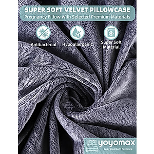 TINKLE WELL C-Shaped Pregnancy Pillows, Memory Foam Pregnancy Pillow Full Body Maternity Pillow with Removable Cover, 52 Inch Pregnancy Pillows for Sleeping (Grey)