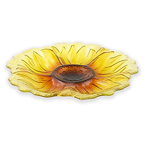 Boston International Glass Serving Plate, Sunflower, 12 x 10-Inches