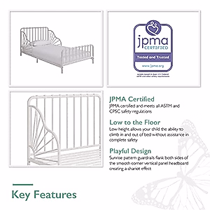 Little Seeds Quinn Whimsical Metal Toddler Bed, White