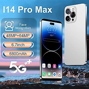 Unlocked Smartphone, I14 Promax Cell Phone for Android11, 6.1in 10 Core CPU, 2G 5G WiFi GPS Navigation Bluetooth5.0, 4GB 64GB Storage, 8MP 16MP Camera, 7000mAhBattery