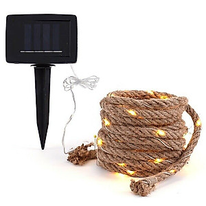 TYCA Waterproof Solar Fairy Lights Rope Outdoor IP65 Sisal Star Illuminated Lamp Garden Lights with LEDs Warm White for Decor Outdoor Garden Patio Balcony Halloween Christmas Decoration