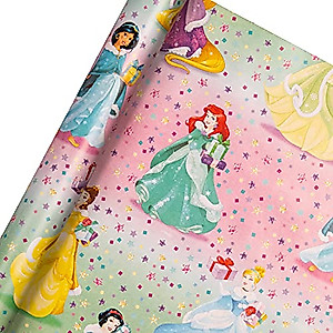 Hallmark Disney Frozen & Princess Multi-Roll Christmas 12M Wrapping Paper Pack - 3 Rolls in 2 Designs