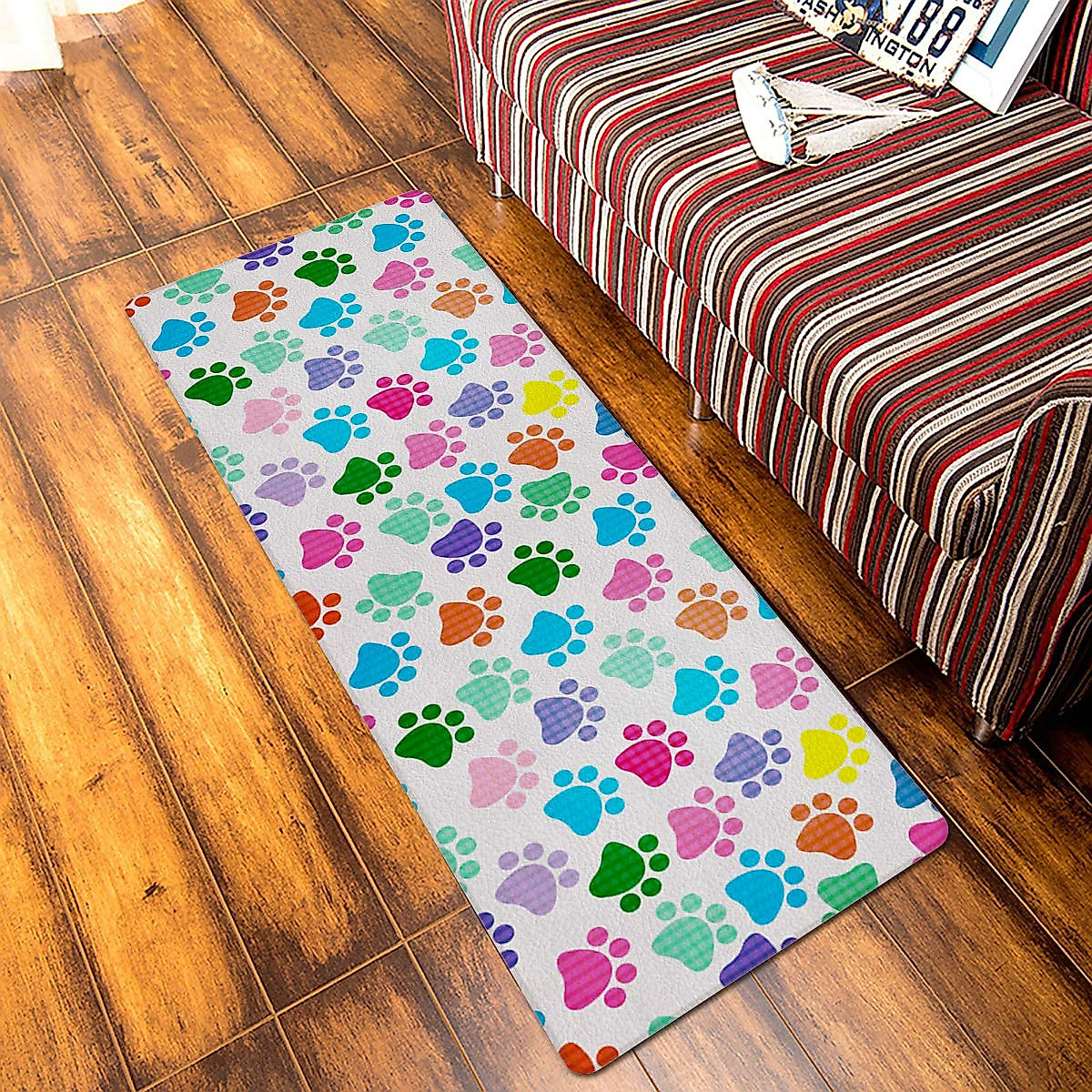 Anti-Fatigue Kitchen Mat- Dog Paw Print Durable Soft All-Purpose Doormat Standing Mat Bathroom Rugs, Stain Resistant and Comfort- 18" x 30"