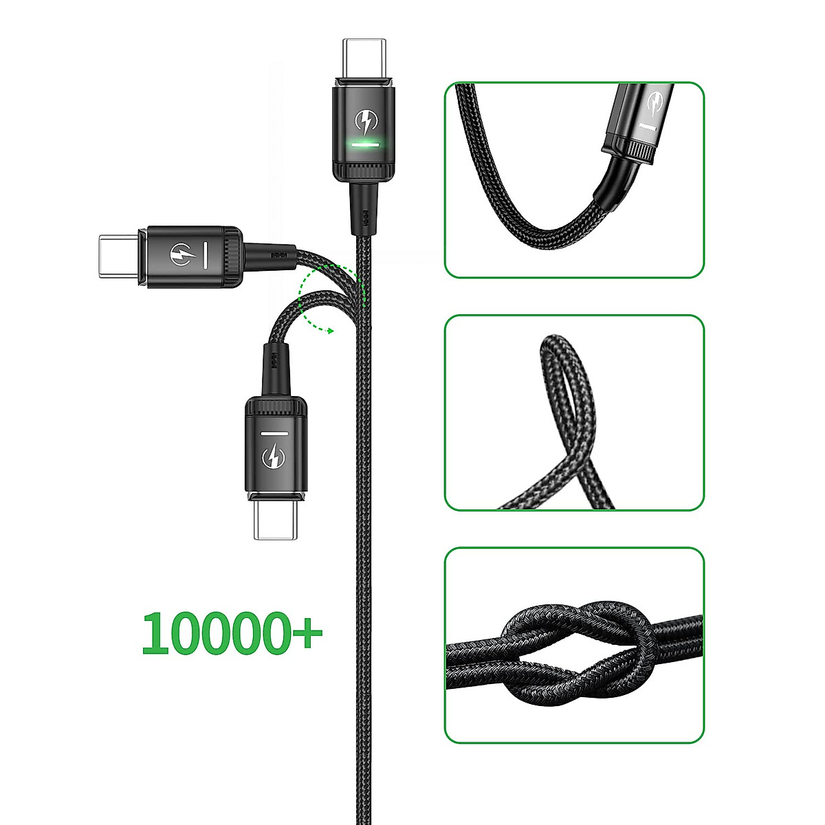Kuulaa Magnetic Charging Cable Magnetic Phone Charger 2Pack 3A Fast Charging Cable Support Data Transfer 3 in 1 USB Magnetic Charger Cable for iPhone/Micro USB/Type C Device (6ft+6ft)