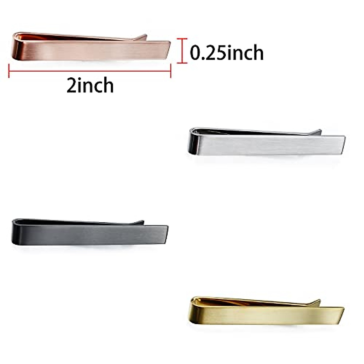 HAWSON Tie Clip-Skinny Tie Bar for Mens 4Pcs Initial Tie Clips Suitable for Wedding Anniversary Business and Daily Life Come with a Black Gift Box