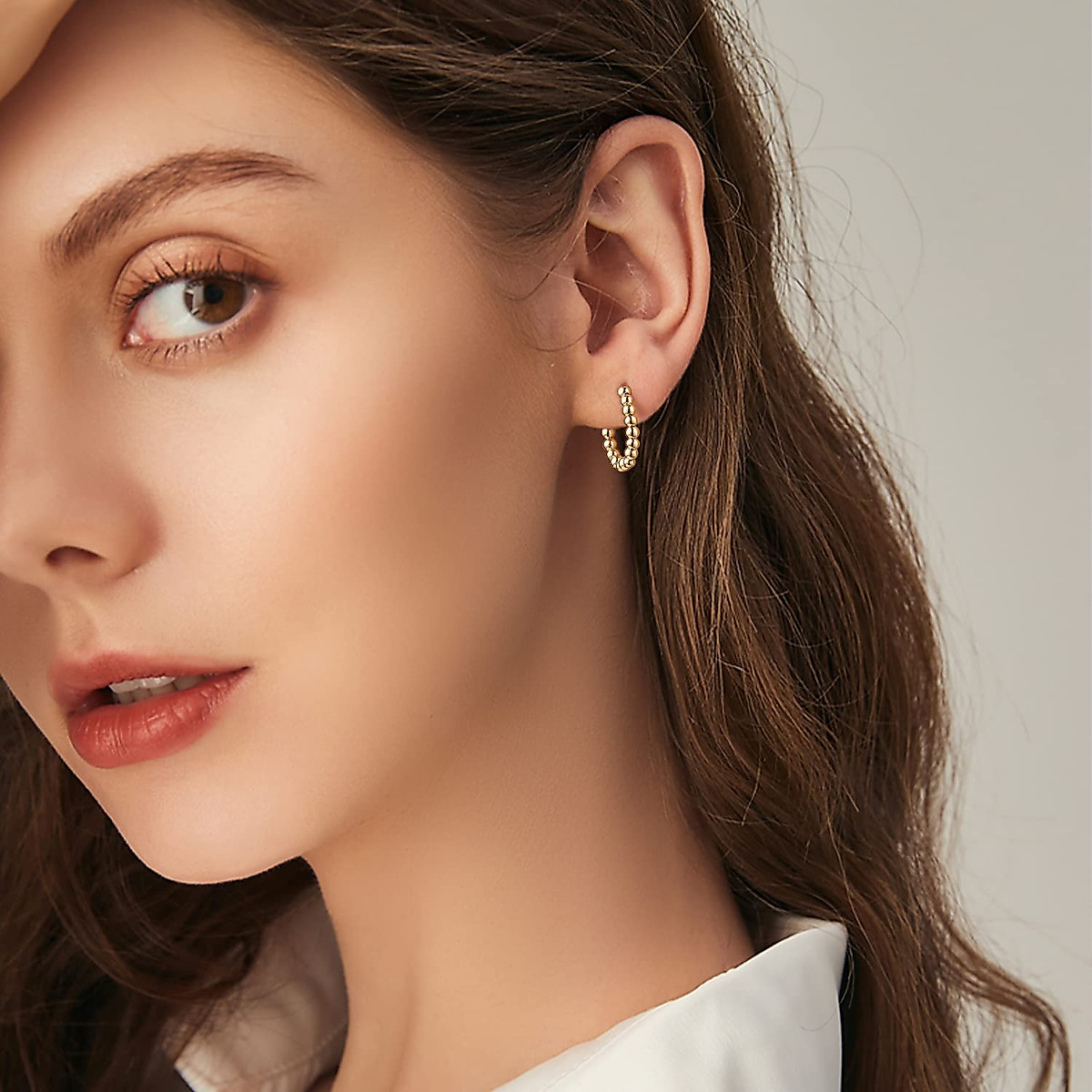 Dreamfox 8 Pairs Huggie Hoop Earrings Small Hypoallergenic 14K Gold Plated Huggie Earrings For Women Simple Huggie Hoops Christmas Gift For Women (Gold-2)