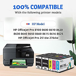 Topkolor 950XL 951XL Compatible Ink Cartridge Replacement for 950 951 XL,4Pack Ink Cartridges Combo for HP OfficeJet Pro 8600 8620 8625 8640 8100 8610 8630 276dw 251dw Series Printers, 5 Packs